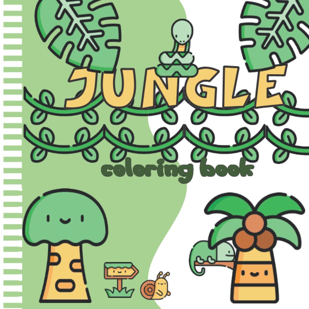 Jungle Coloring Book: 50 simples larges and bold pictures about jungle ...