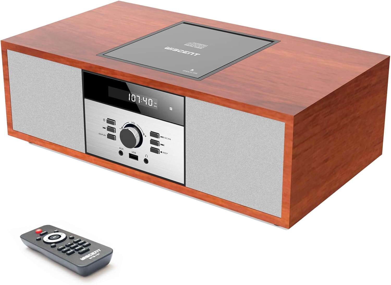 WISCENT Compact Stereo - with Bluetooth, CD Player, FM Stereo, USB, AUX ...