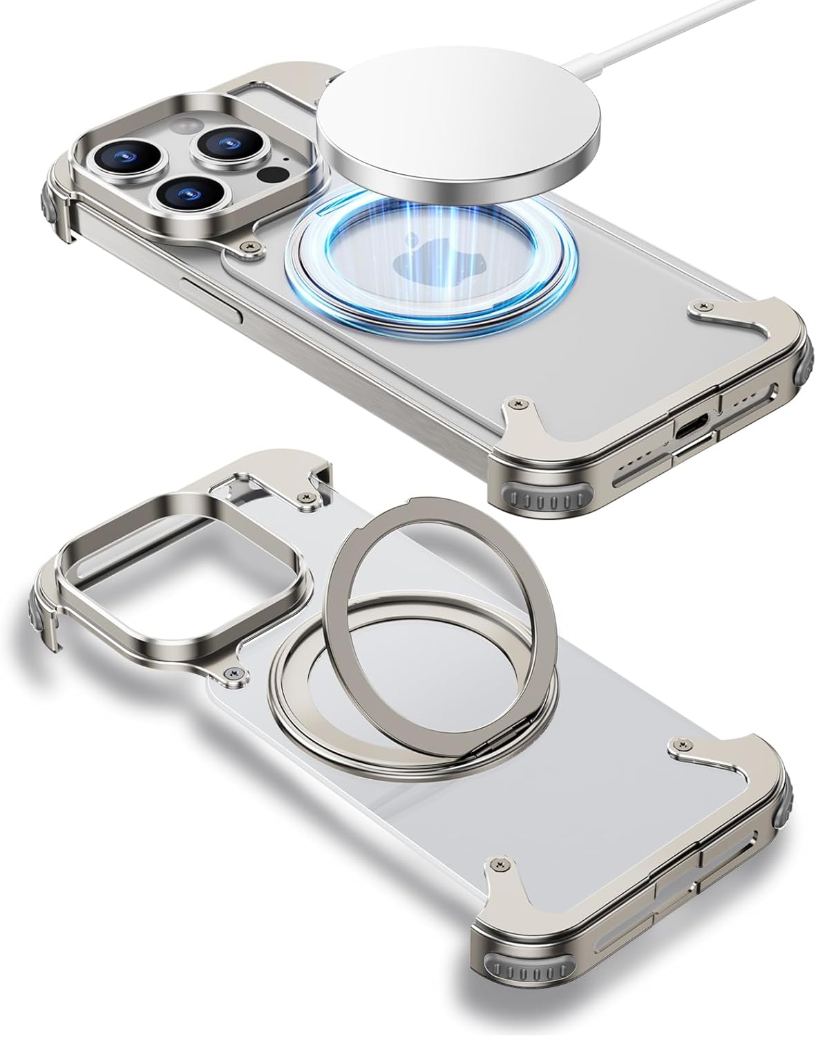 Amazon.com: OGRANEE Metal Frameless Case for iPhone 15 Promax with ...