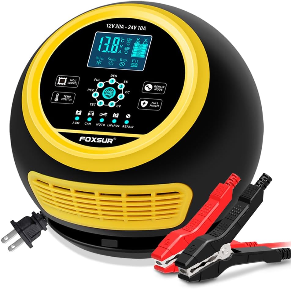 Amazon.com: LKJYBG FOXSUR 12V 20A/24V 10A Car Battery Charger Battery ...