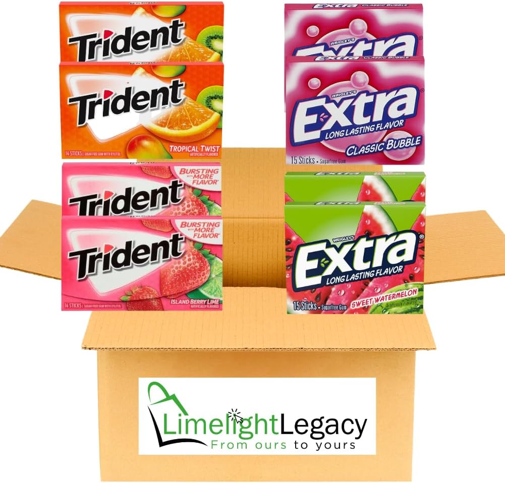 Amazon.com : Gum Variety Pack Bundle With Extra Gum and Trident Sugar ...