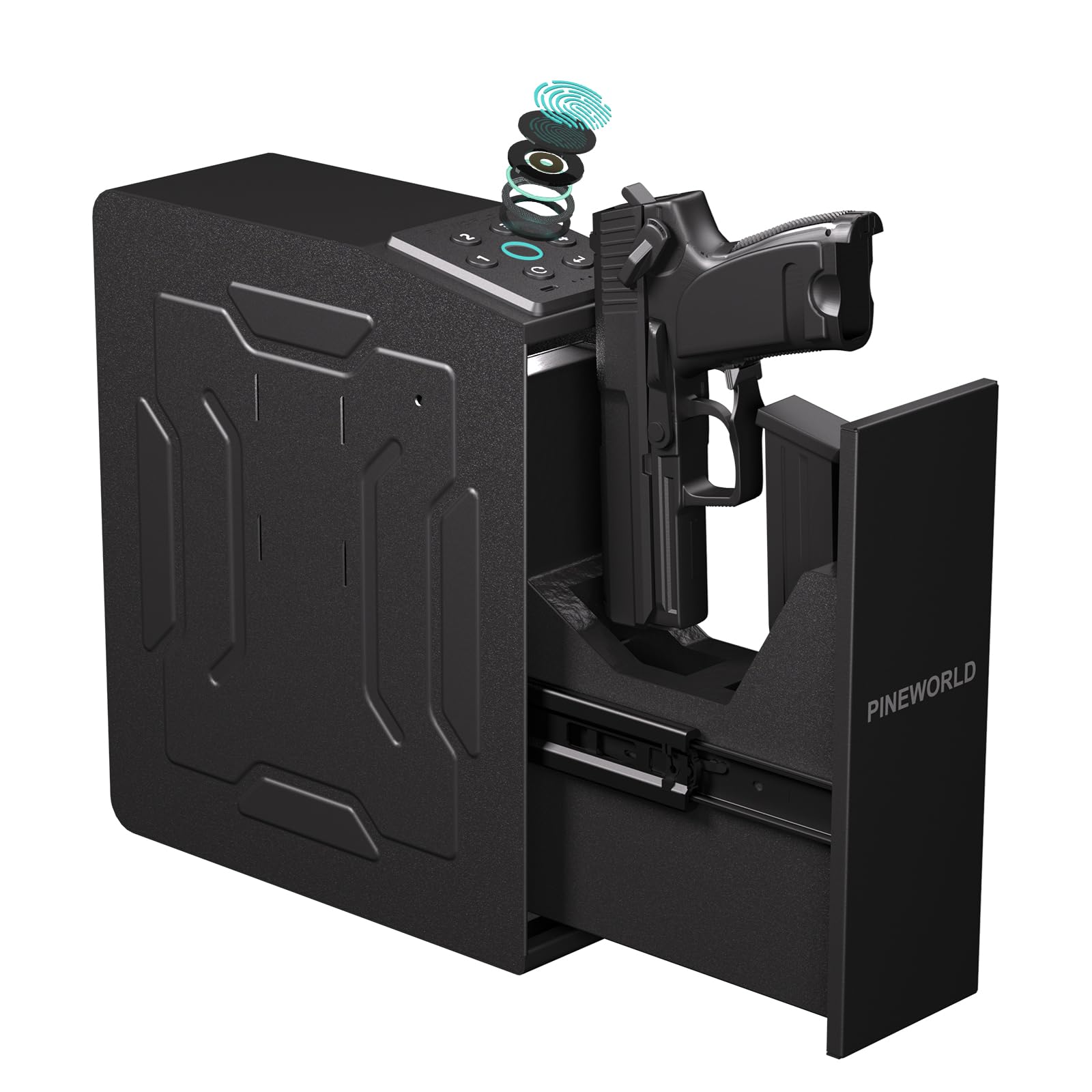 Amazon.com: PINEWORLD Gun Safe For Handgun, Biometric Slider Bedside ...