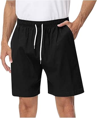 Amazon.com: Men Casual Shorts Elastic Waist Drawstring Shorts Stretch ...