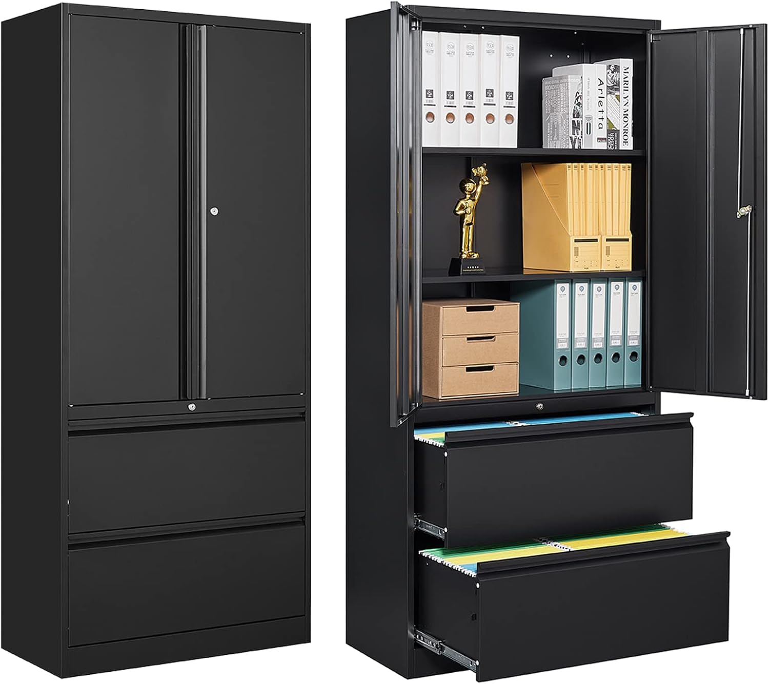 Amazon.com: AUHUP Metal File Cabinet,2 Drawer Storage Cabinet with Lock ...