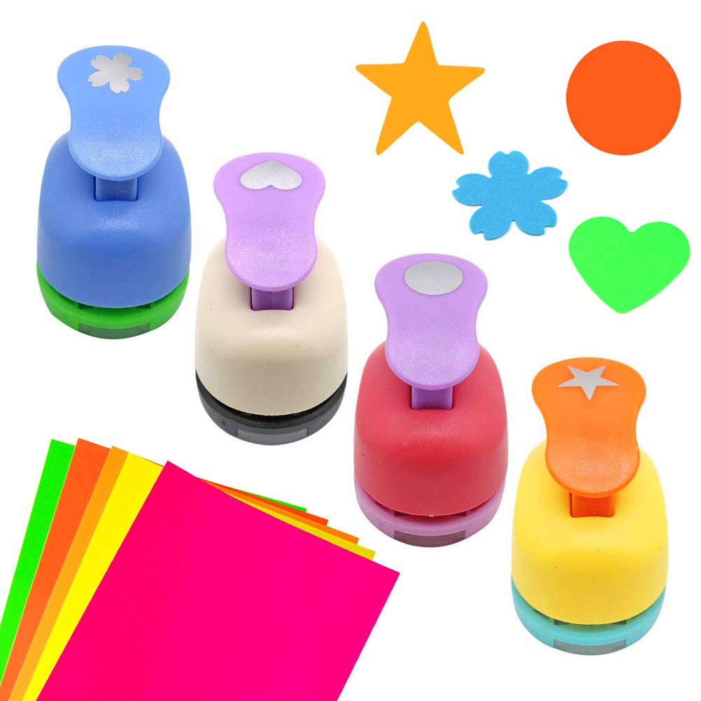 Amazon.com : Haploon 4Pcs Paper Punchers Craft Holes 1 Inch Shape ...