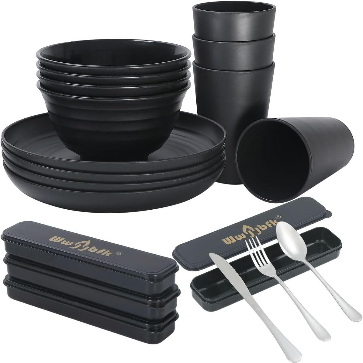 Amazon.com: 12pcs Plastic Wheat Straw Dinnerware Sets, Wheat Straw ...