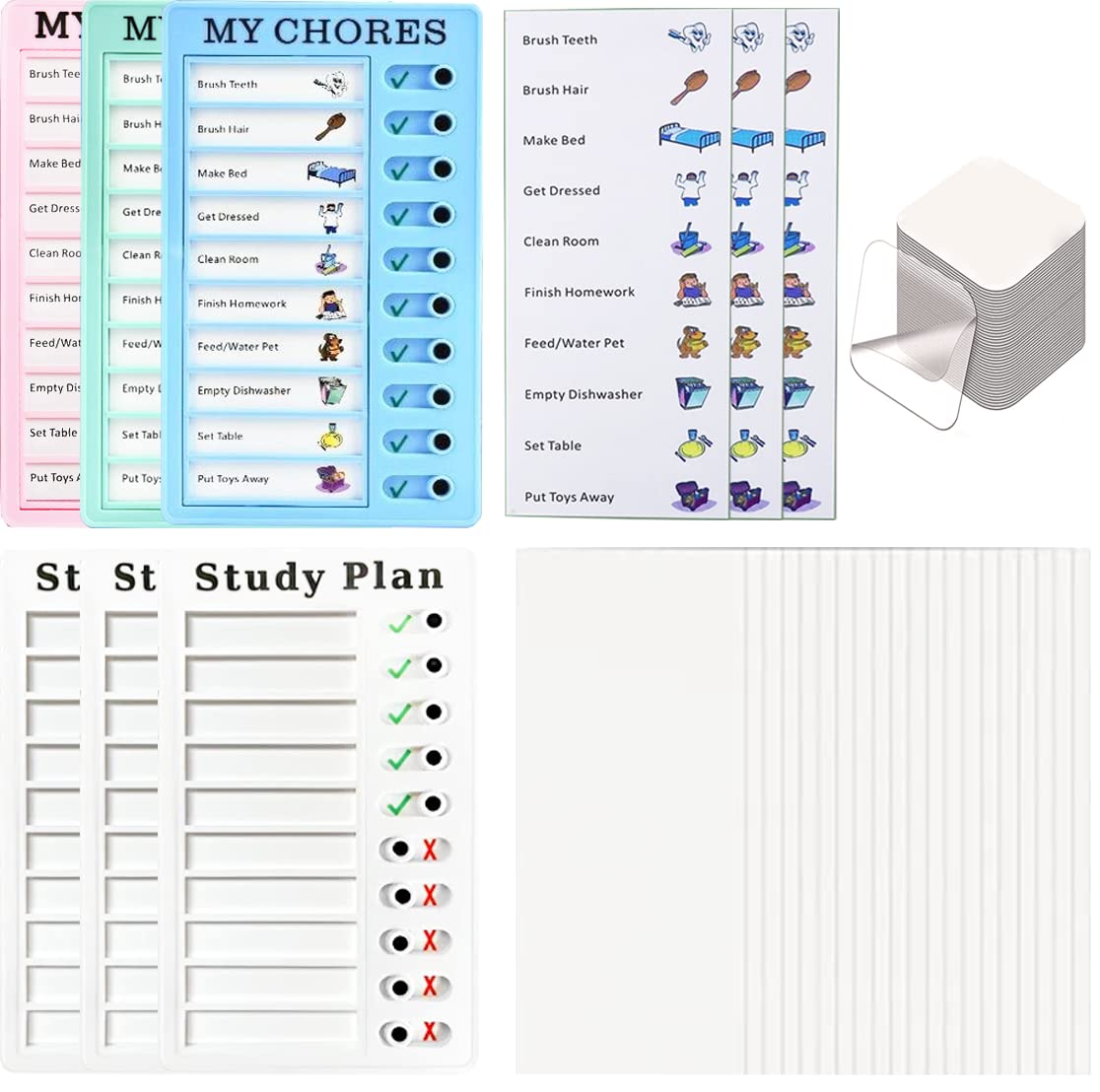 Buy 6 Pcs Study Plan Checklist Boards and Chore Chart for Kids,Daily ...