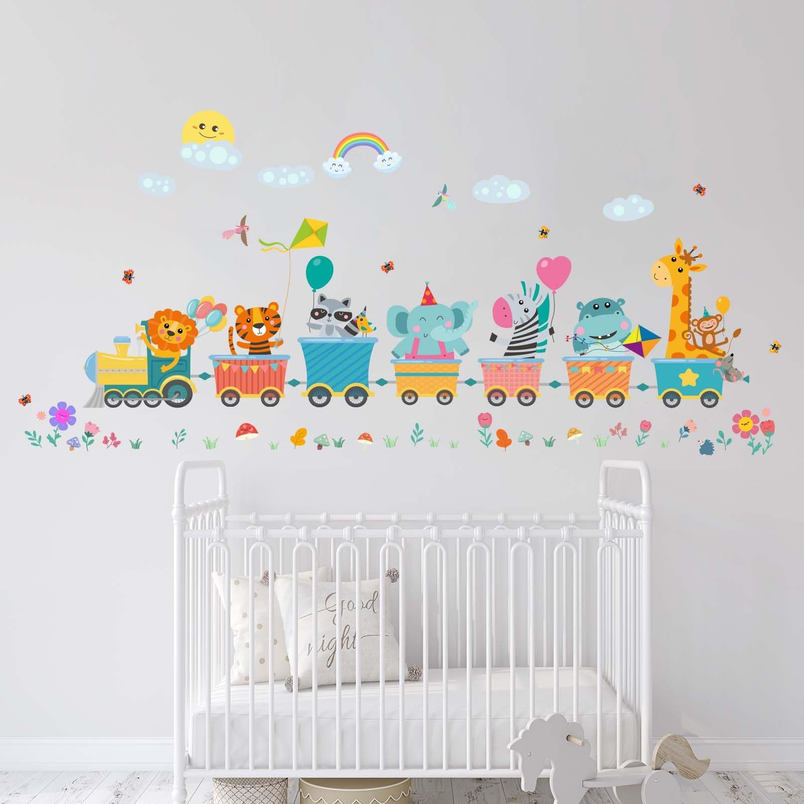 Amazon.com: PinkEleph Animals Train Wall Stickers - Elephant Monkey ...