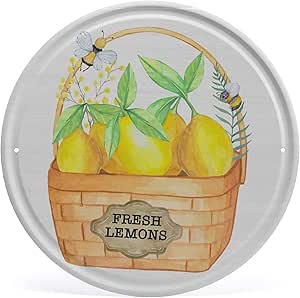 Amazon.com: Polilike Farmhouse Lemon Round Metal Tin Sign Lemons Rustic ...
