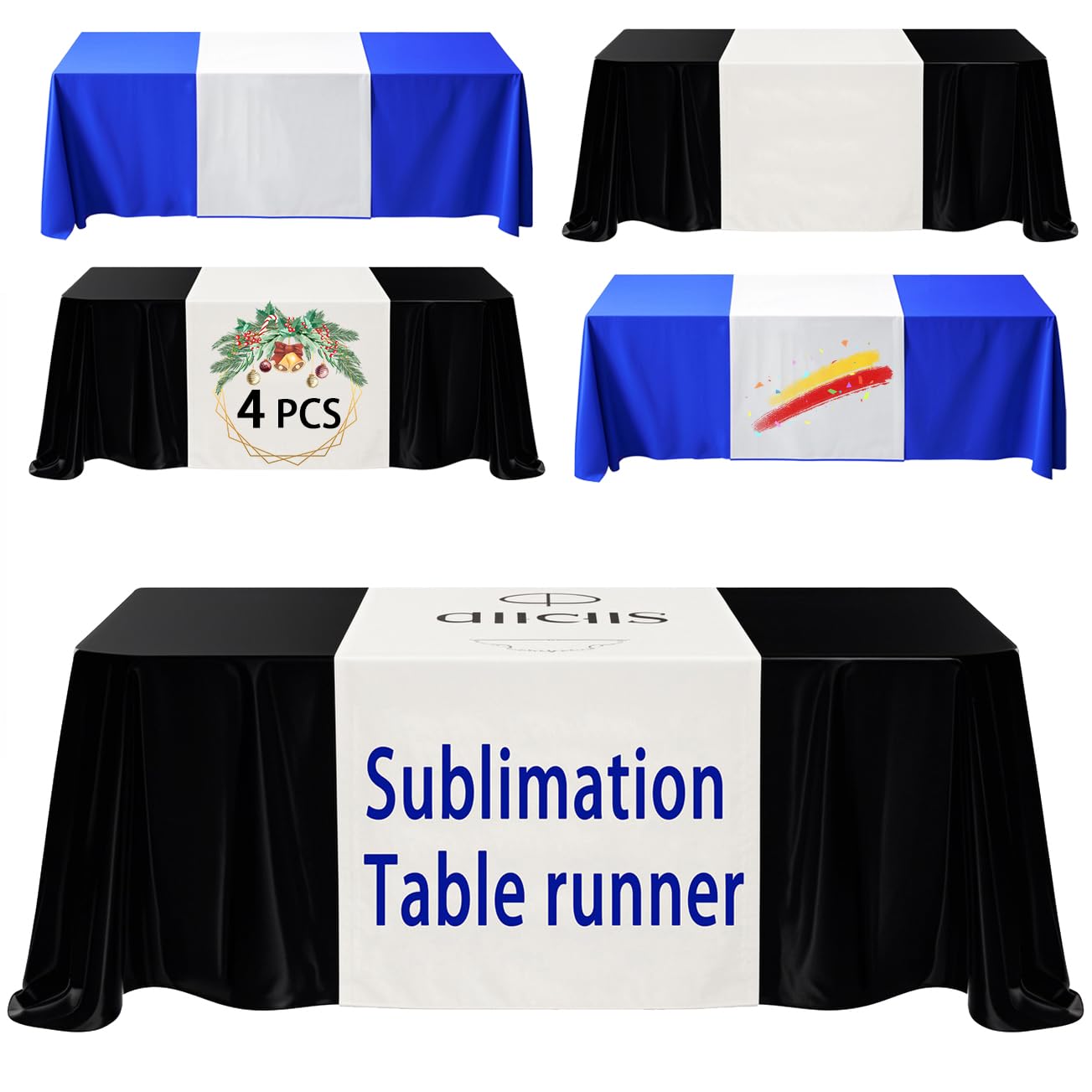 Amazon.com: 4 PCS Sublimation Table Banner 72" x 24" White 100% ...