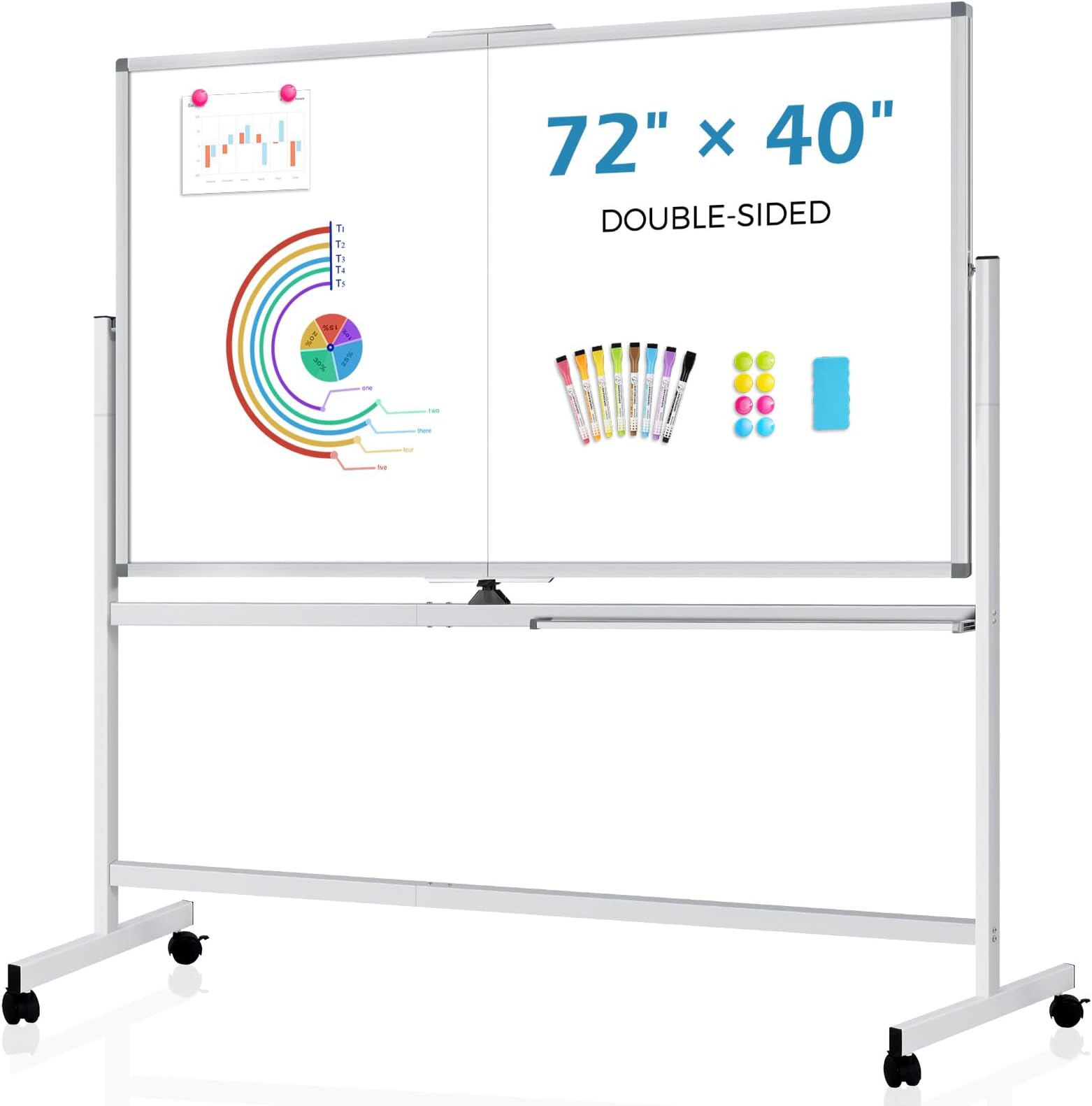 Amazon.com : AMUSIGHT Large Rolling Whiteboard Dry Erase, 72" x 40 ...