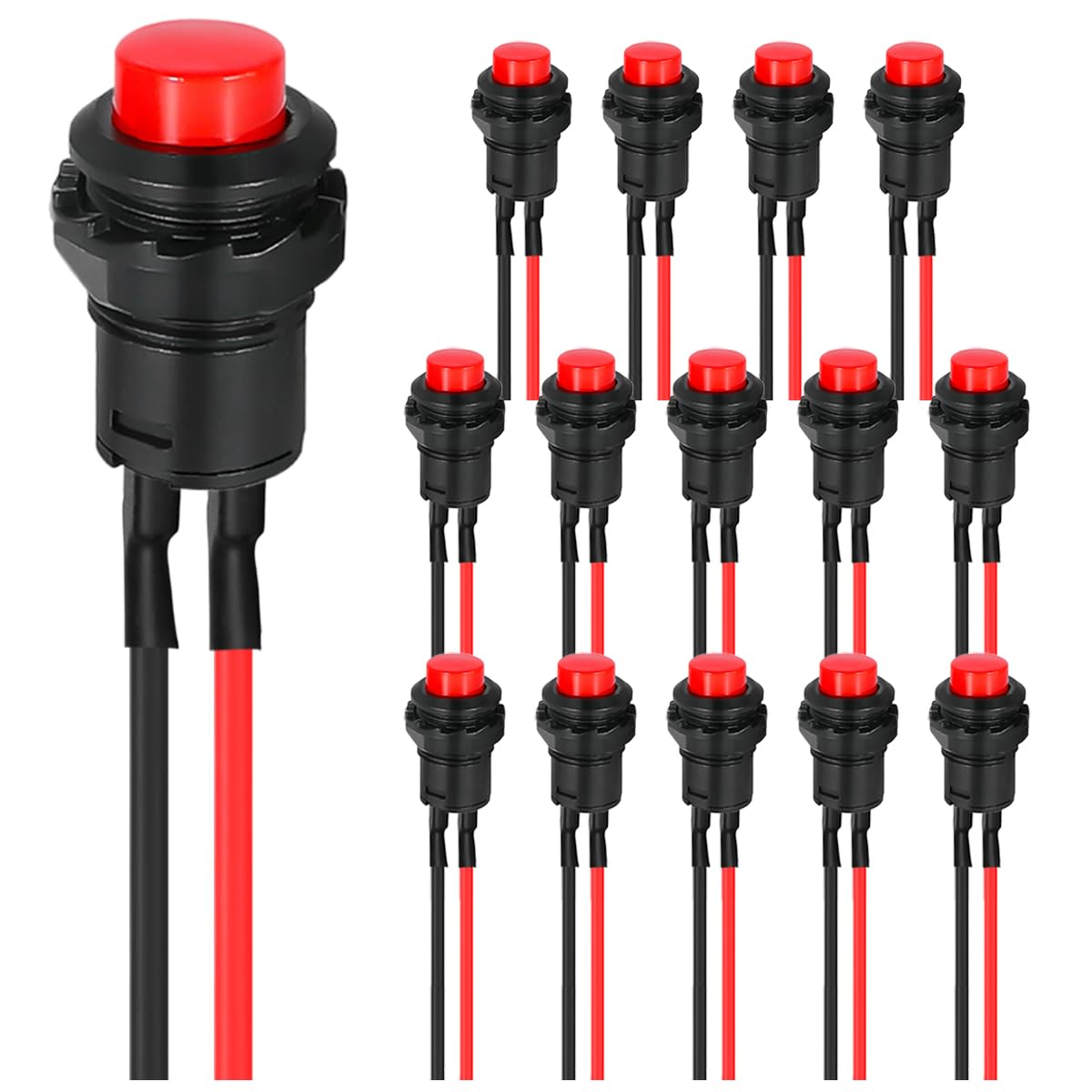 Amazon.com: MKBKLLJY 15Pcs Self-Locking Switch 12mm Red Mini Latching ...