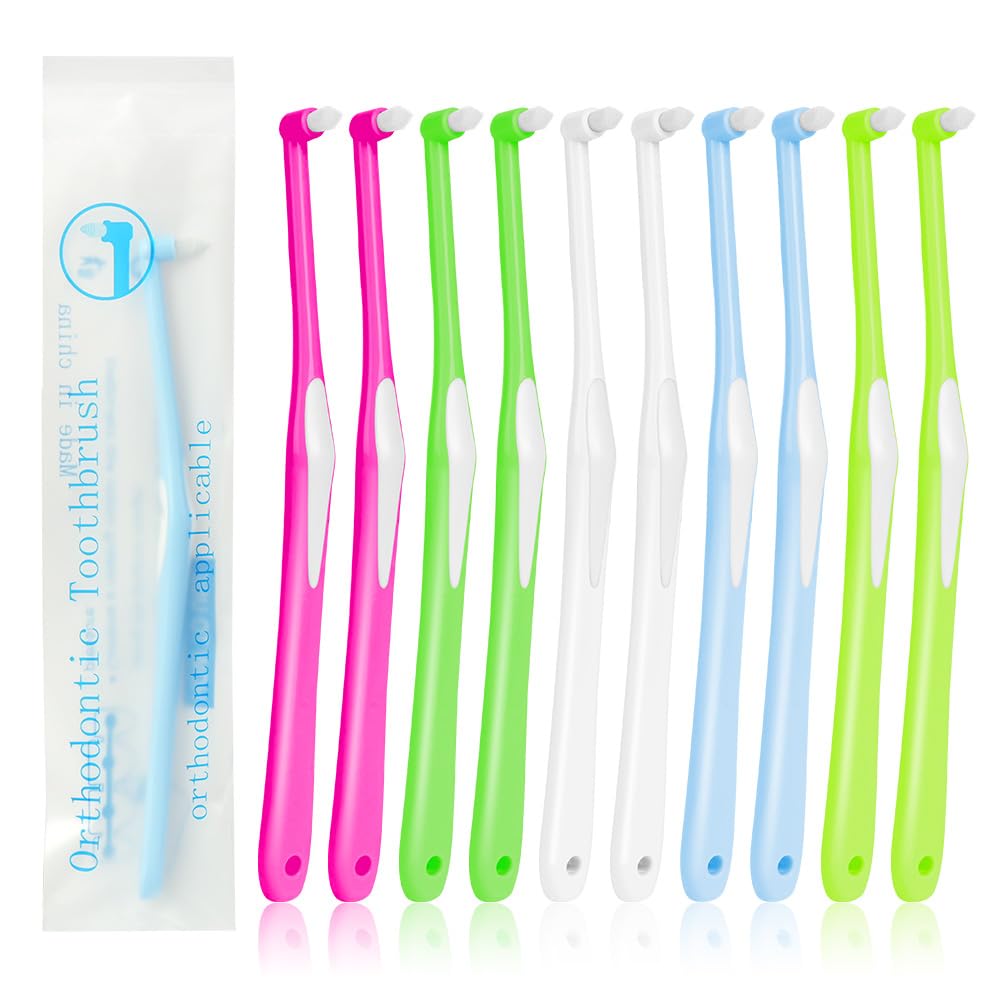 OFFCUP Interspace Toothbrush, 10PCS Soft Single Tufted Toothbrush with ...