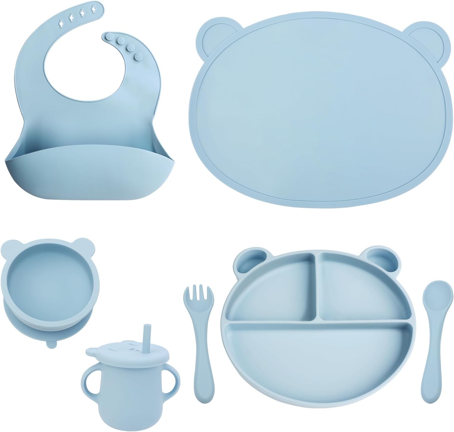 Amazon.com: HOGA Silicone Baby Feeding Set with Suction Bowl, Suction ...