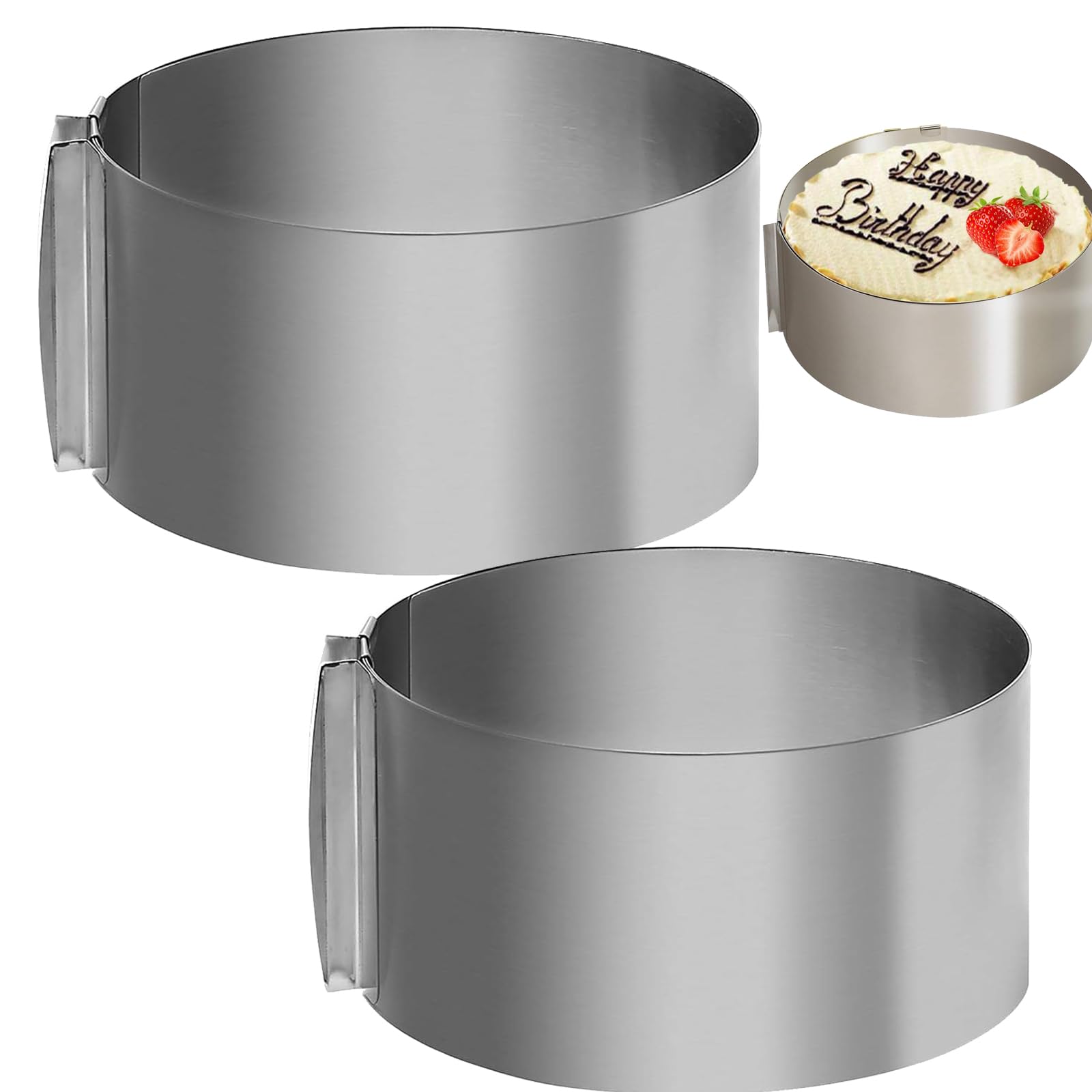 Snapklik.com : 2 Pack 6-12 Inch Cake Mold Ring, Retractable Stainless ...