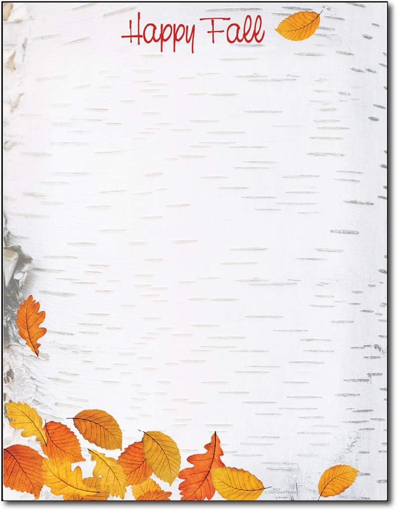Amazon.com : Happy Fall Stationery Paper - 80 Sheets Autumn Letterhead ...