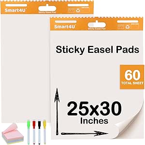 Amazon.com : Smart4U Sticky Easel Pad Anchor Chart Paper 25 x 30-Inch ...