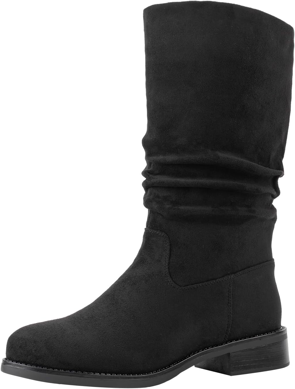 Amazon.com | Shoe'N Tale Slouchy Mid Calf Flat Boots for Women Pull On ...