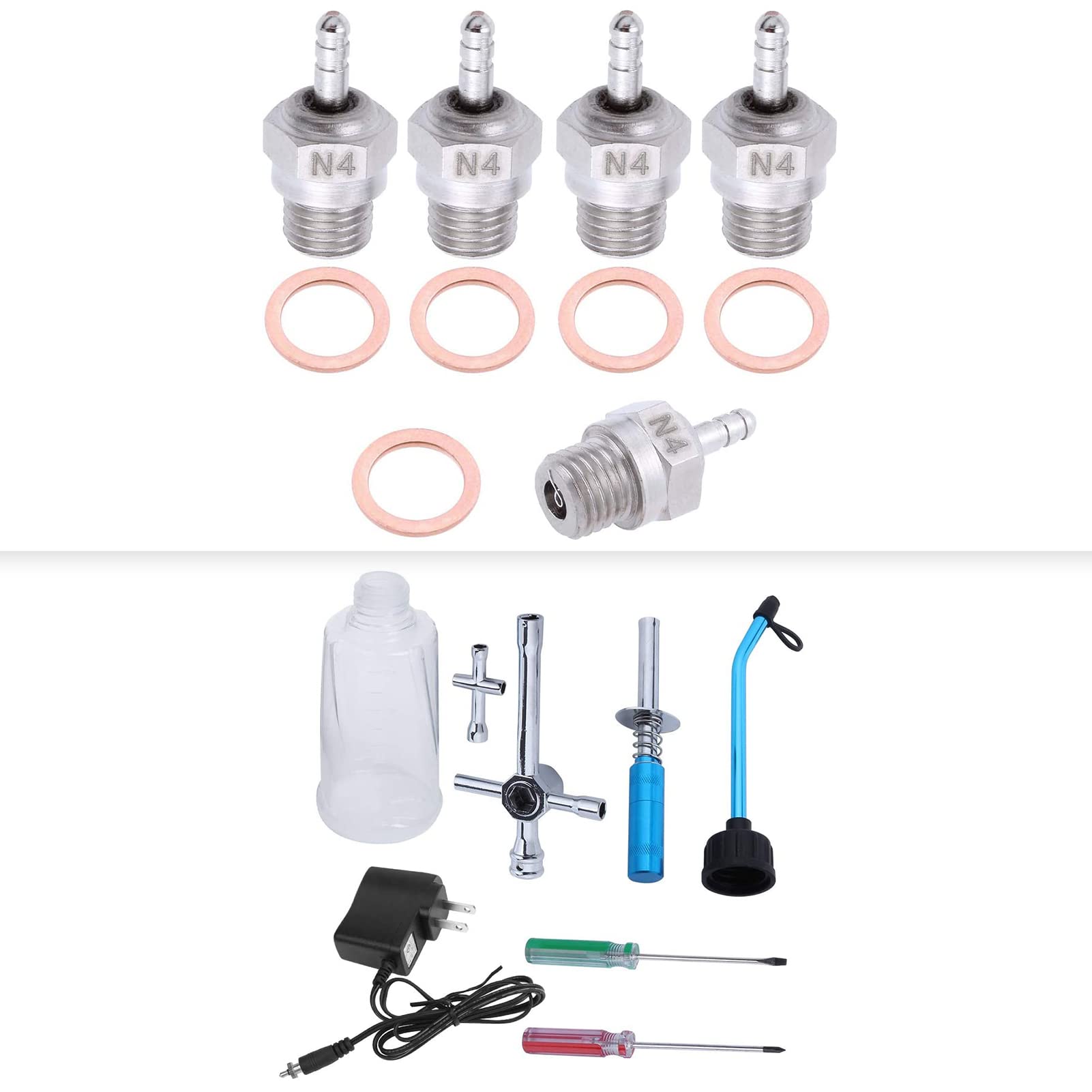 Amazon.com: HobbyPark RC Nitro Car Starter Kit & 5-Pack Glow Plugs No.4 ...