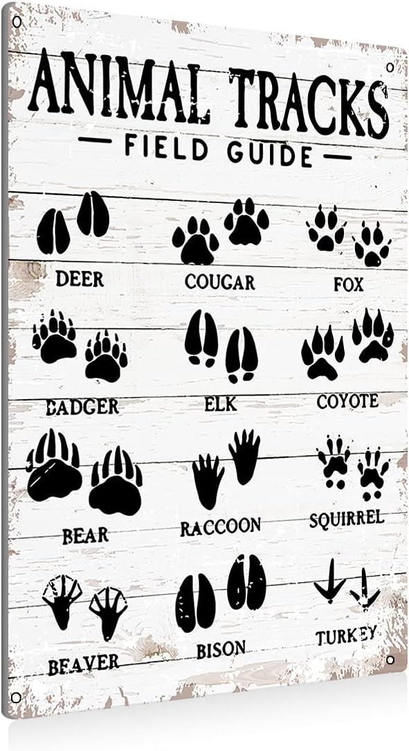 Amazon.com: Animal Tracks Field Guide Sign Metal Tin Sign Wall Art ...