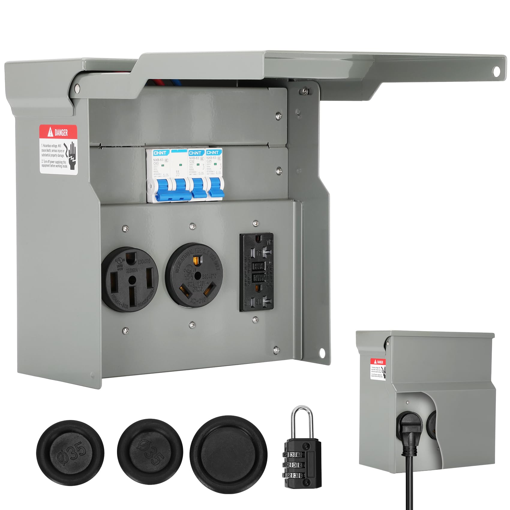 Sienson Temporary Power Outlet Panel,RV Electrical Outlet, 20 30 50 Amp ...