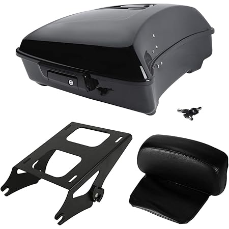 Amazon.com: XMT-Moto Vivid Black Razor Tour Pack Pack Trunk+Backrest ...