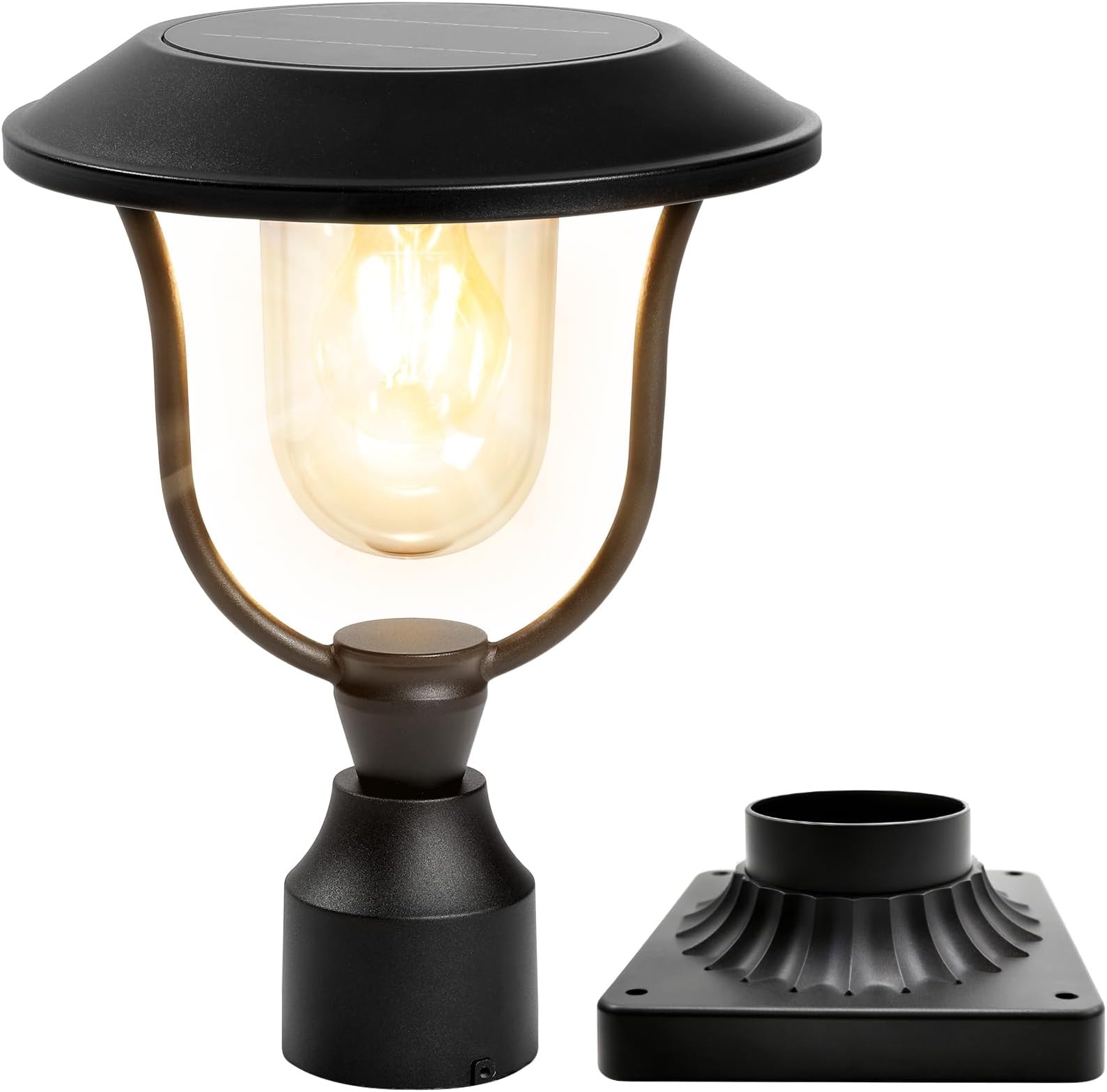 Solar Lamp Post Light, 3000K Dusk to Dawn Aluminum Solar Lamp Post with ...