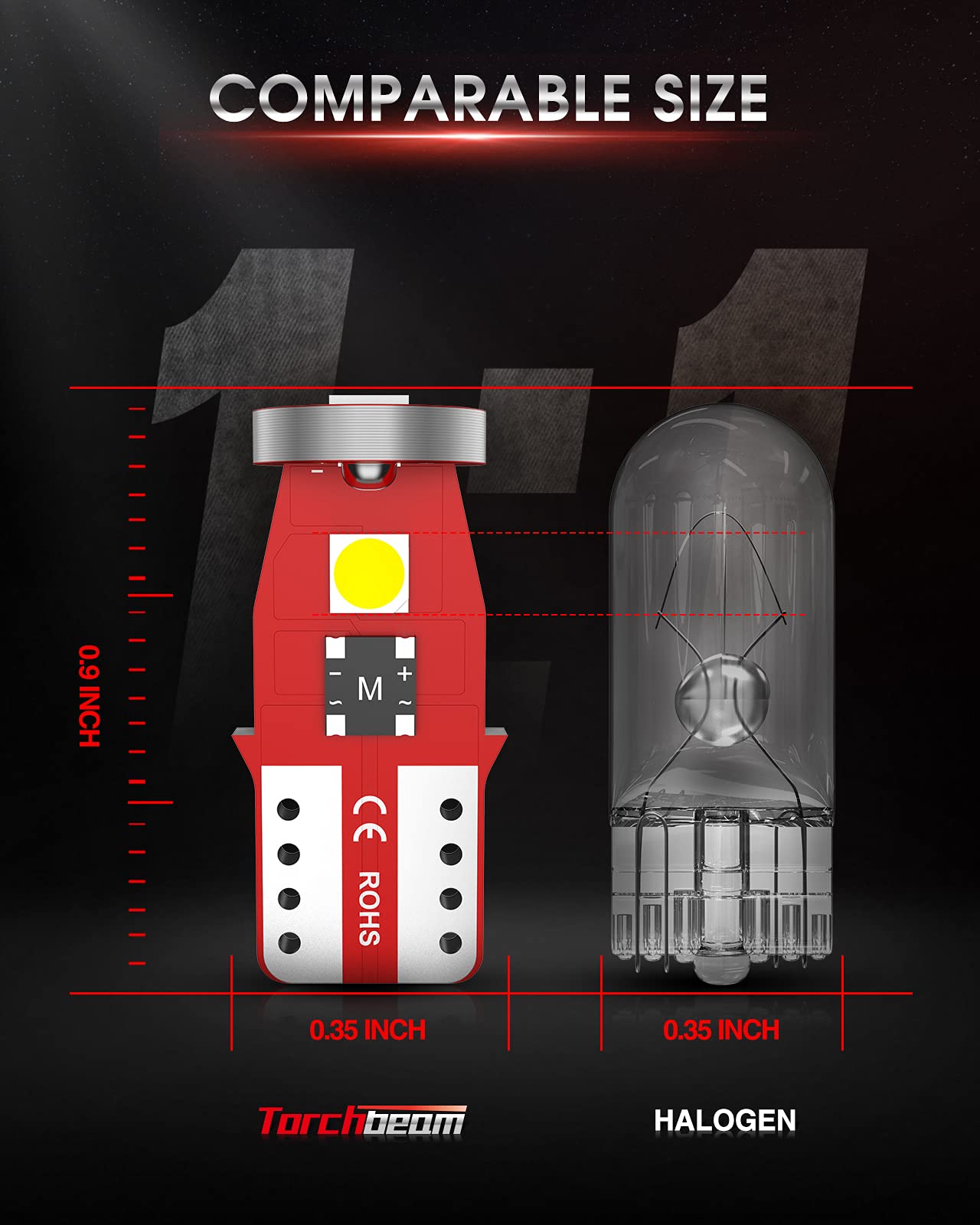 Snapklik.com : Torchbeam 194 T10 LED Bulb 6000K White 168 2825 W5W 3 ...