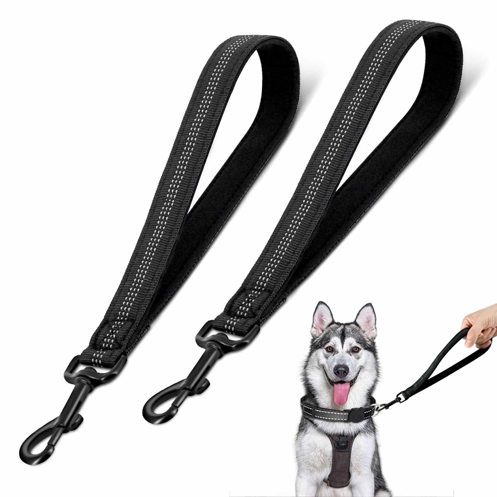 Short Dog Lead 2 PCS Reflective Short Dog Lead with Padded Handle ...