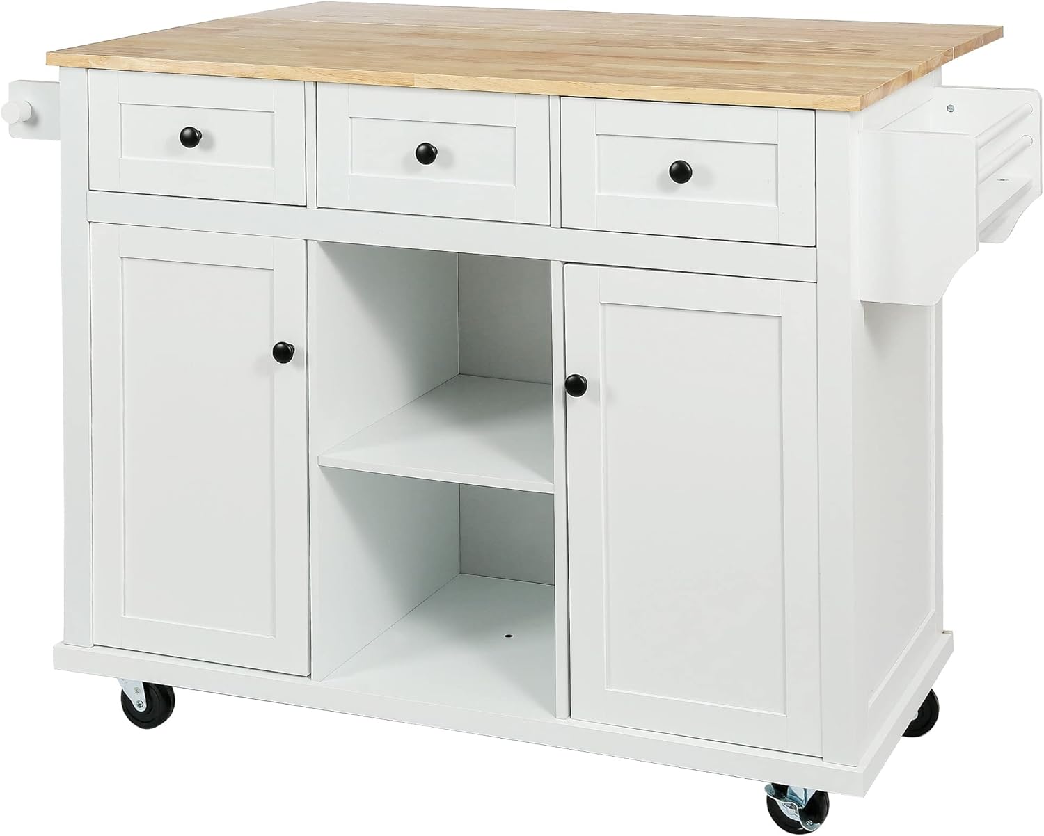 Amazon.com: Rolling Mobile Kitchen Island Cart Breakfast Bar with Wood ...