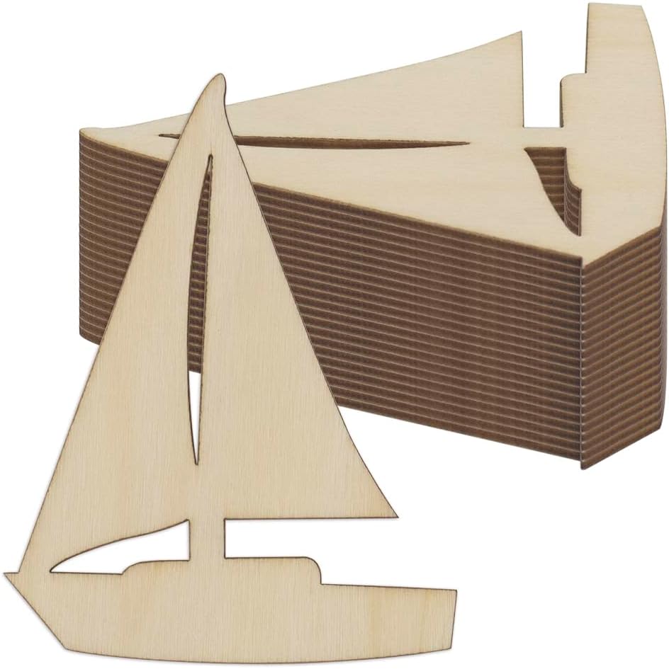 Amazon.com: 20pcs Sailboat Shape Wood Cutouts DIY Crafts Blank Boat ...