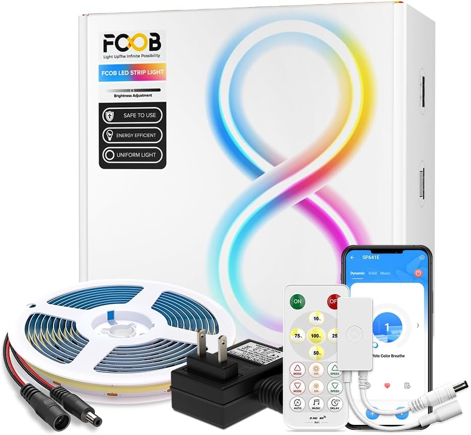 Amazon.com: FCOB COB 12V Kit Flexible High Density Daylight White 6000K ...