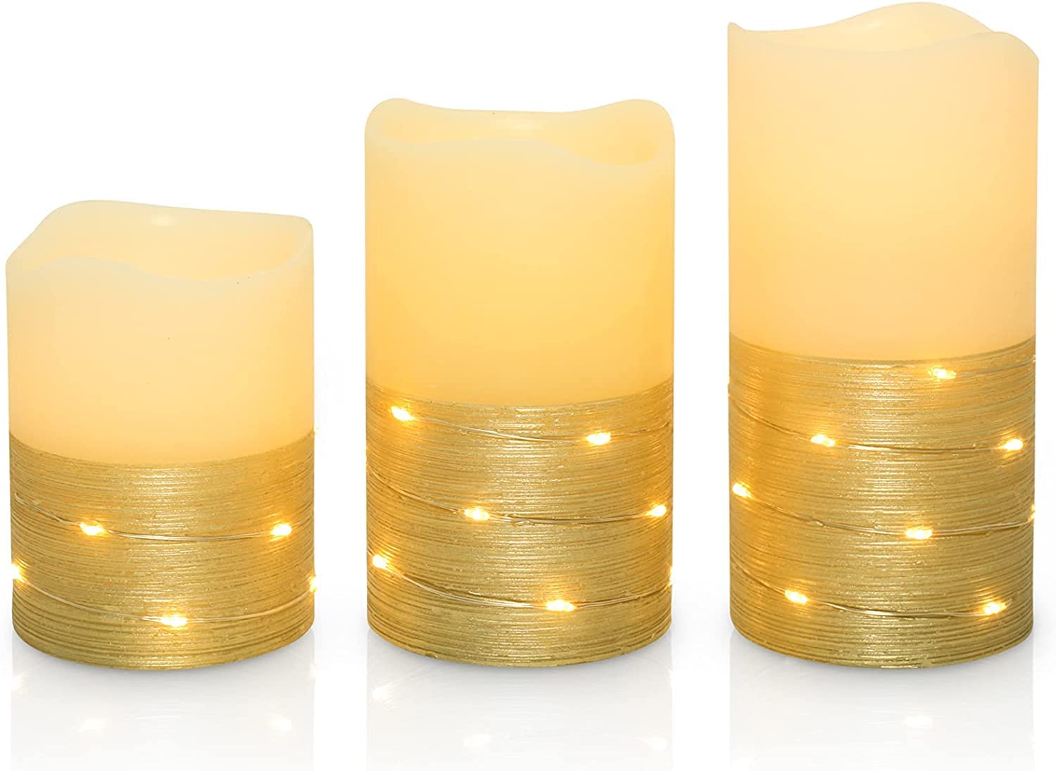 Flickering LED Candle Set with Daily Timer,BeMoment Flameless Candles ...