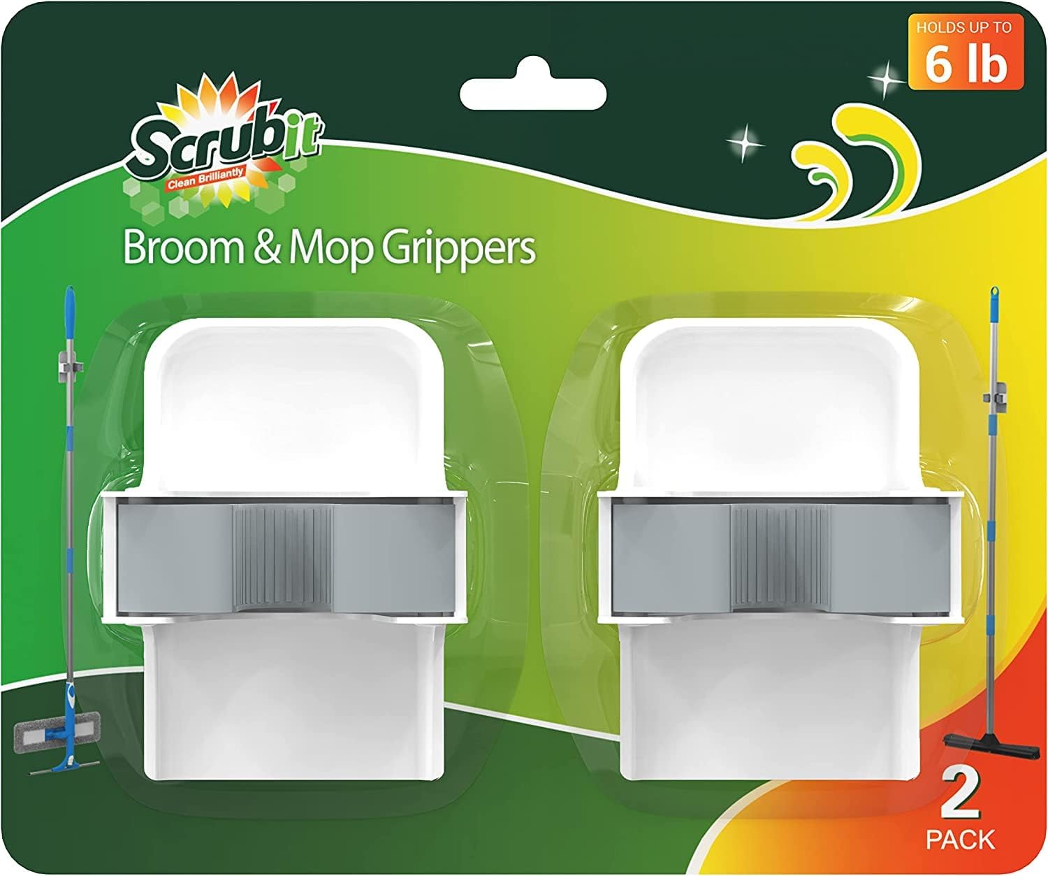 Amazon.com: SCRUBIT Mop and Broom Holder Wall Mount [2 Pack] – Broom ...