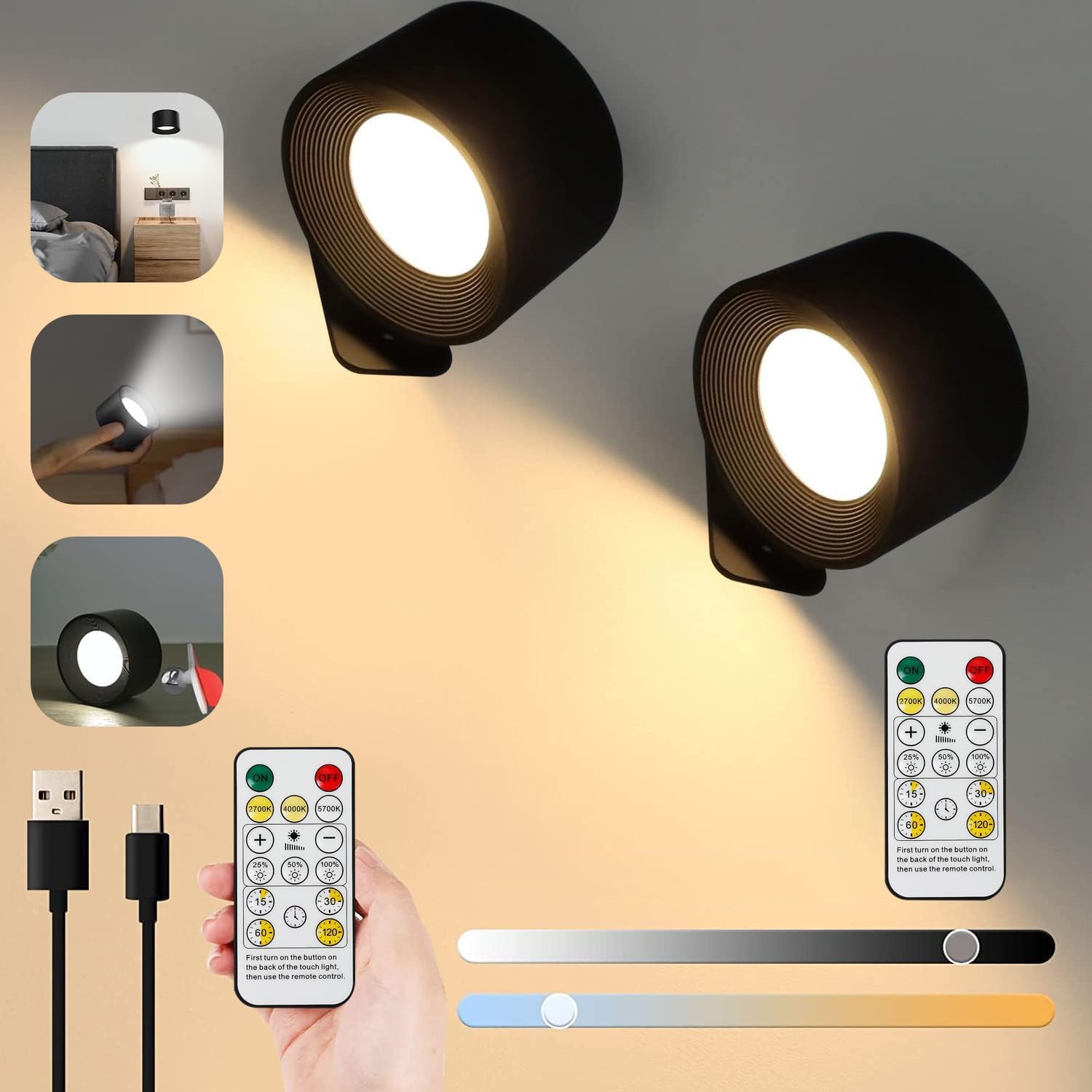 Podero, Lámpara de Escritorio, Lámparas de pared, Luz LED, con control ...