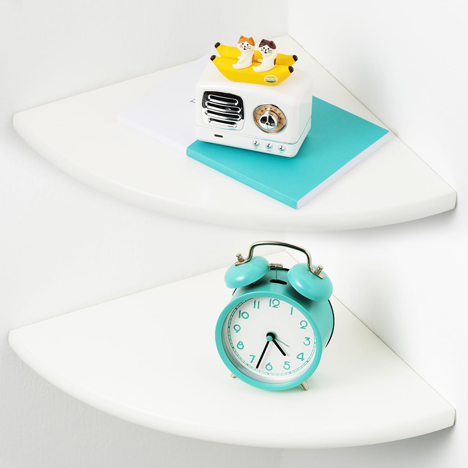 Corner Shelf Floating Set Of 2 Oak Wood Corner Shelves - 7" Floating ...