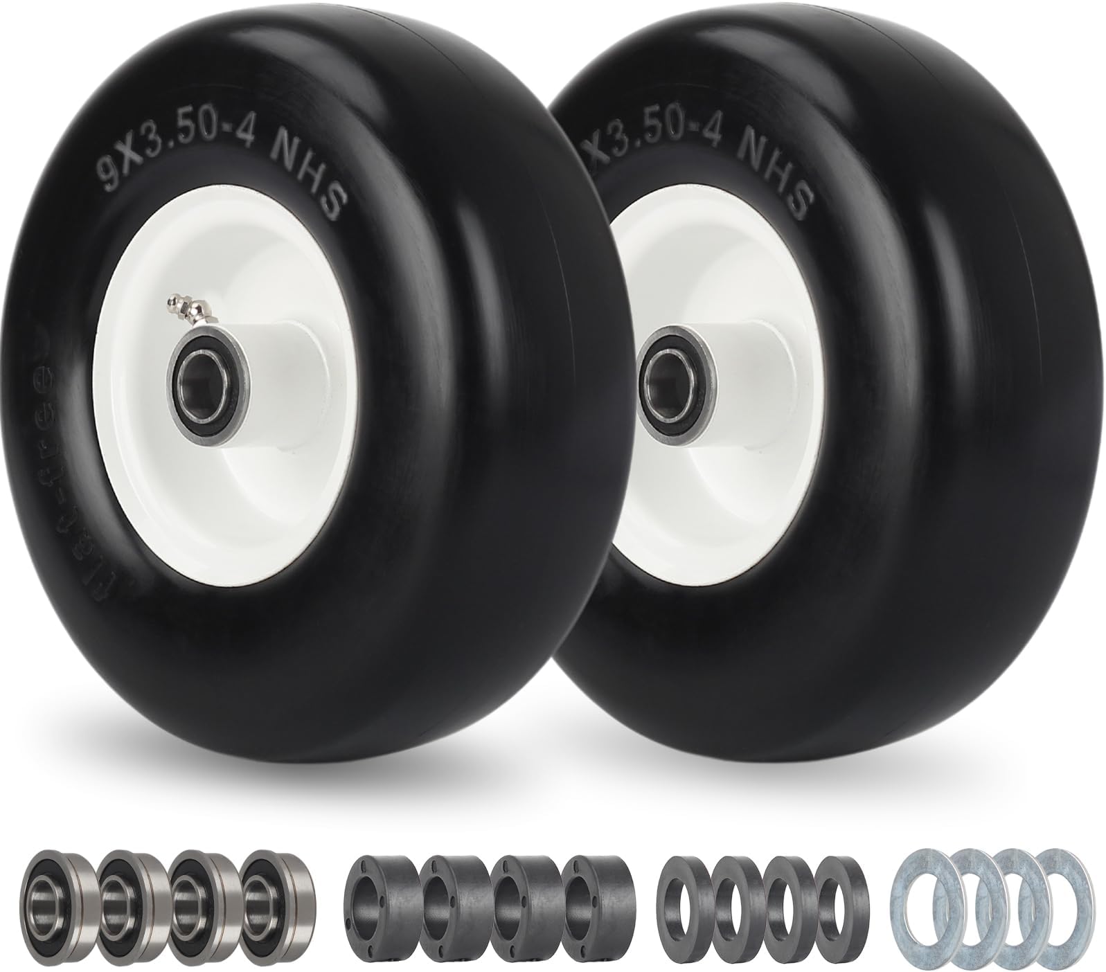 Amazon.com : 2PK Flat Free Solid Puncture Proof 9x3.5x4 9x3.50-4 9x3 ...