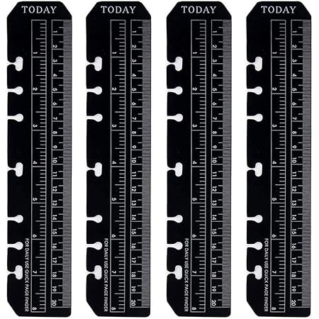 Amazon.com : 4 Pieces Black A5 Ruler Plastic Page Marker Ruler 6-Ring ...