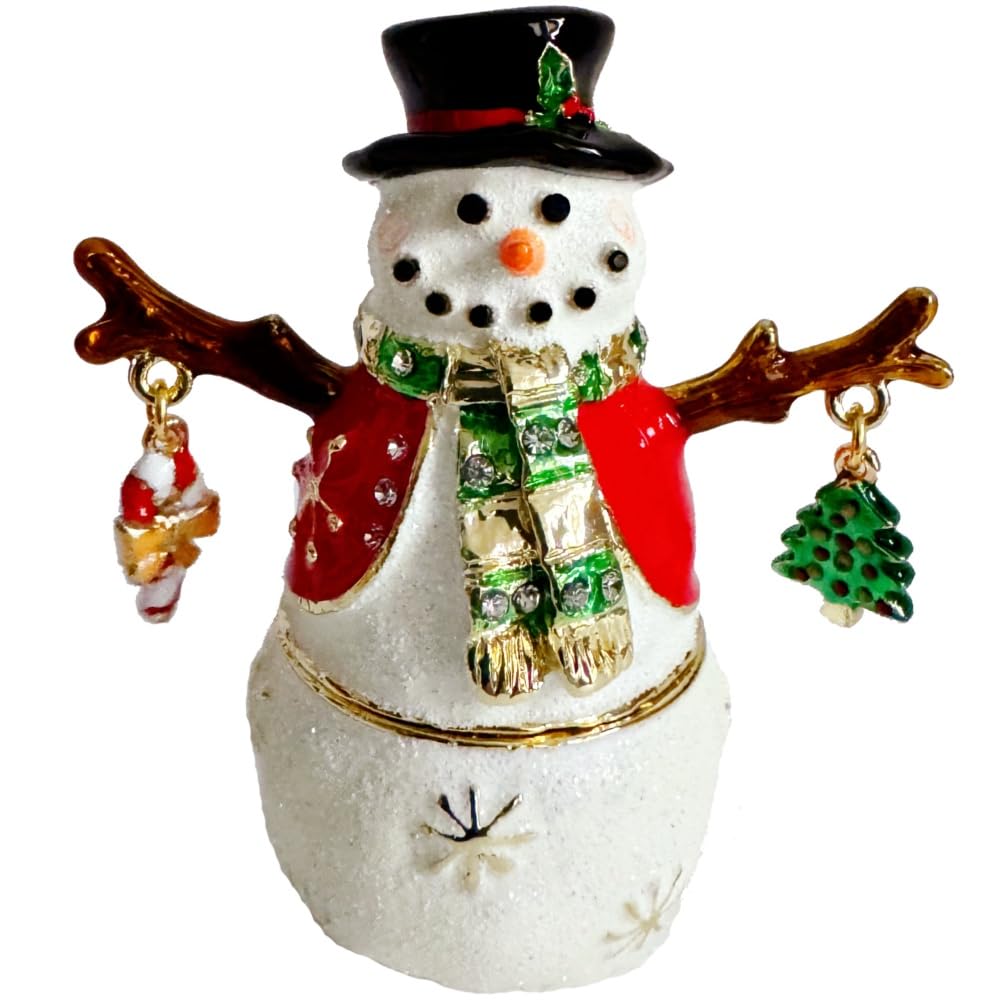 Amazon.com: ARGENT FOREST Snowman Figurine Trinket Box Classic Snowman ...