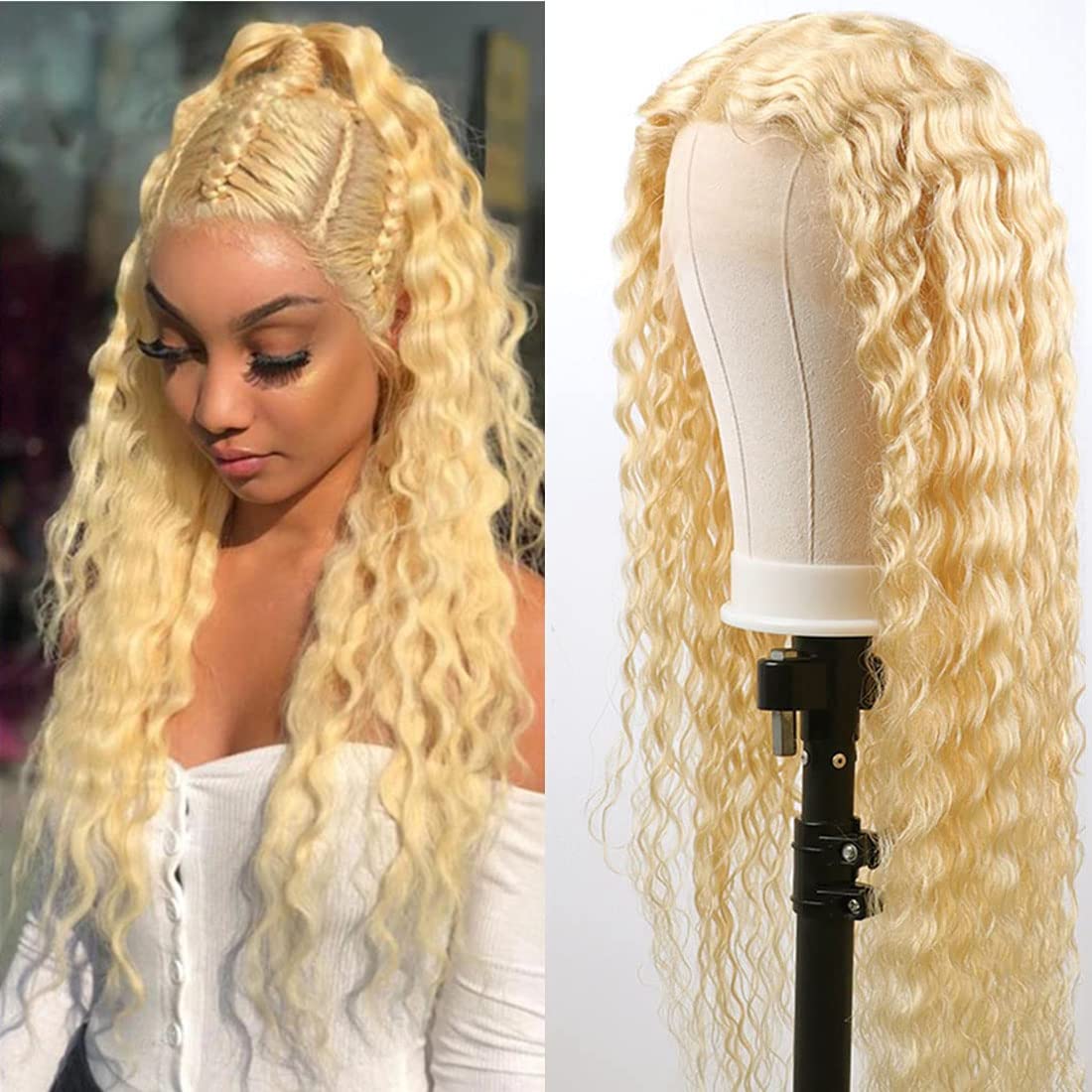 Amazon.com : MMFZPHEIR 613 Frontal Wig 13x4 HD Transparent Deep Wave ...