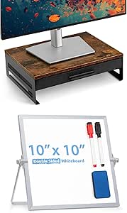 Amazon.com: ARCOBIS Wooden Monitor Stand with Fabric Drawer and Small ...