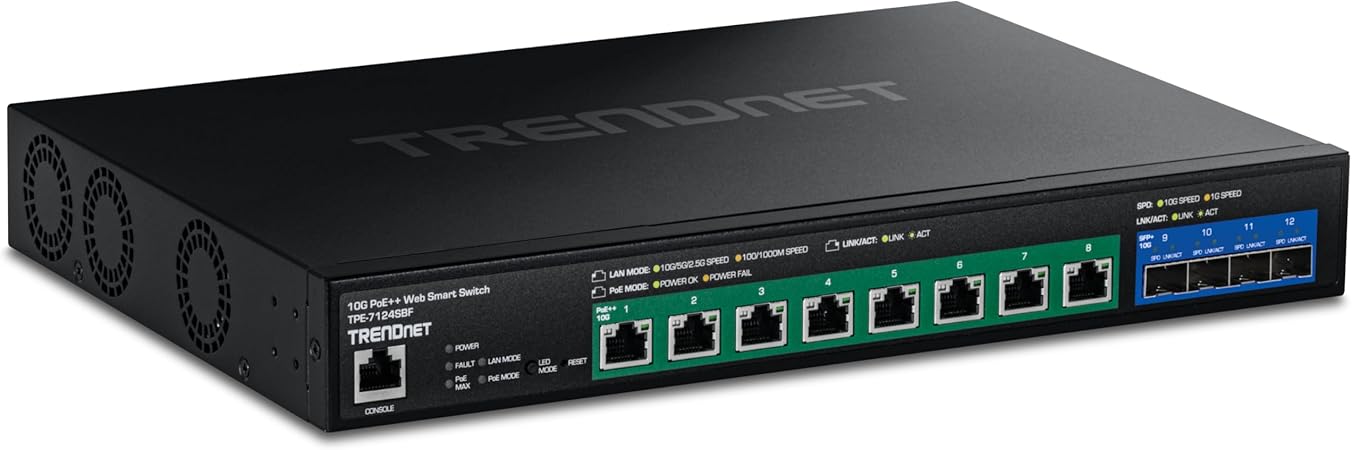 Amazon.com: TRENDnet 12-Port 10G PoE++ Web Smart Switch, TPE-7124SBF ...