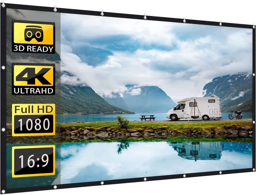 SAVSOL 60 Inch Portable Projector Screen HD 16:9 White Video Projection ...