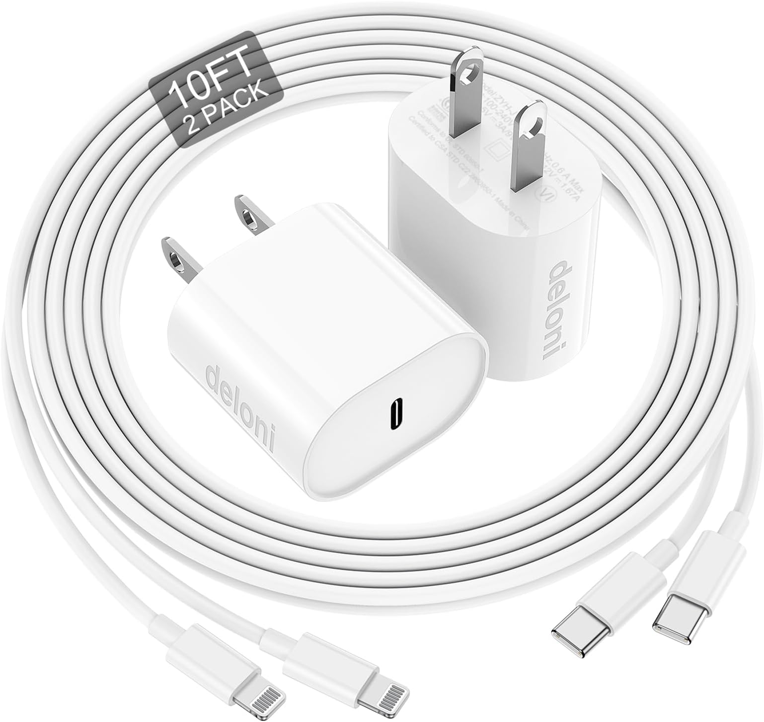 Amazon.com: Phone Charger Fast Charging 10 FT, 20W USB C Rapid Phone ...