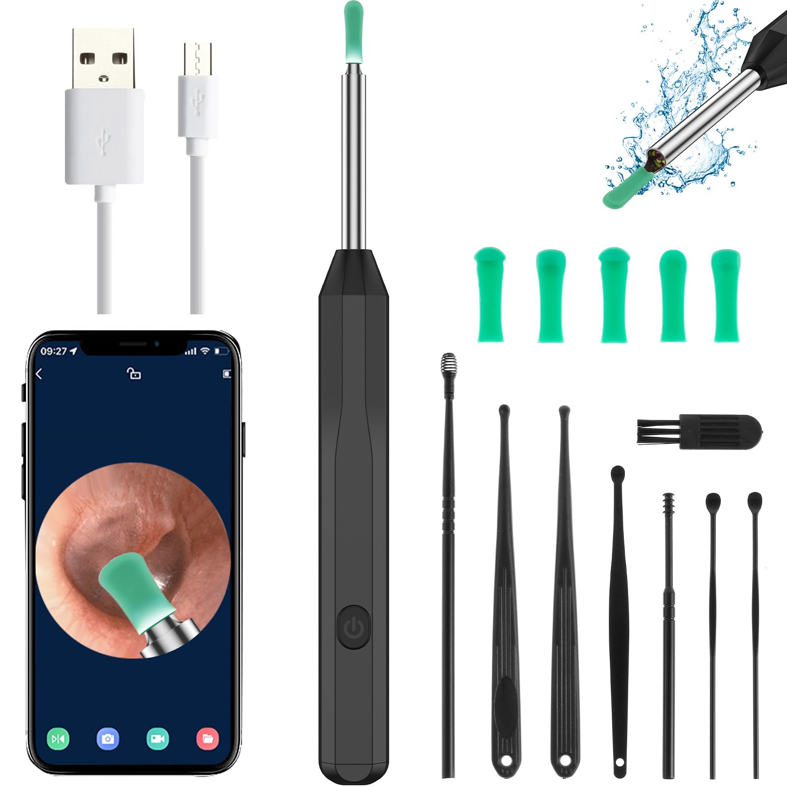 Ear Cleaner Ear Wax Removal Tool with Camera, 1296P HD WiFi Earwax ...