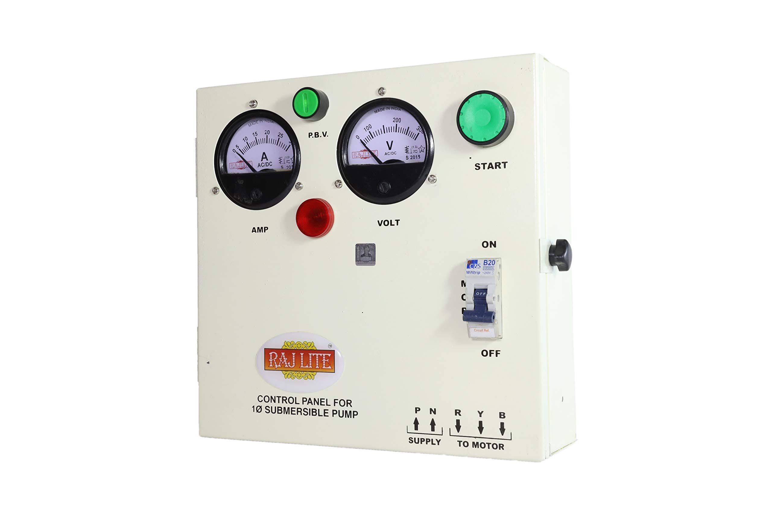 Buy RAJLITE 3 HP Control Panel for Single Phase Submersible Open-well ...