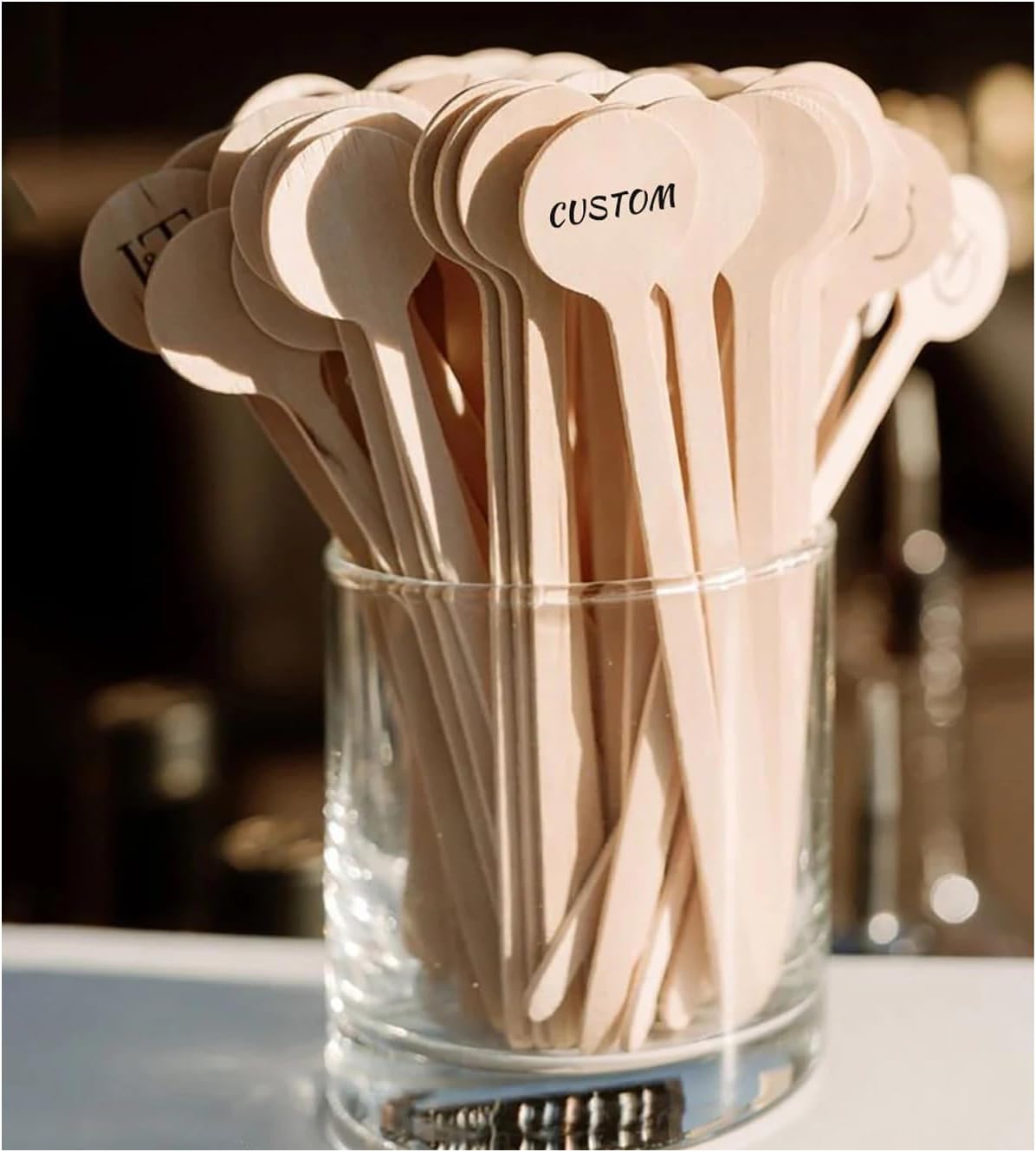 Amazon.com: Generic 100-500 PCS Personalized Wooden Drink Stirrers ...