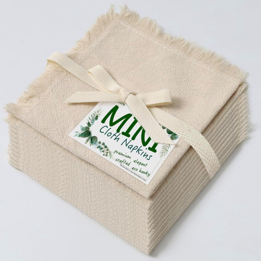 Amazon.com: Urby Eco Hanky 10x10in Reusable Cotton Napkins (Rustic ...