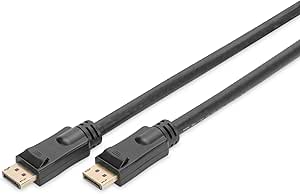 DIGITUS DisplayPort cable with amplifier - UHD 4K/60Hz - 15m - Locking ...