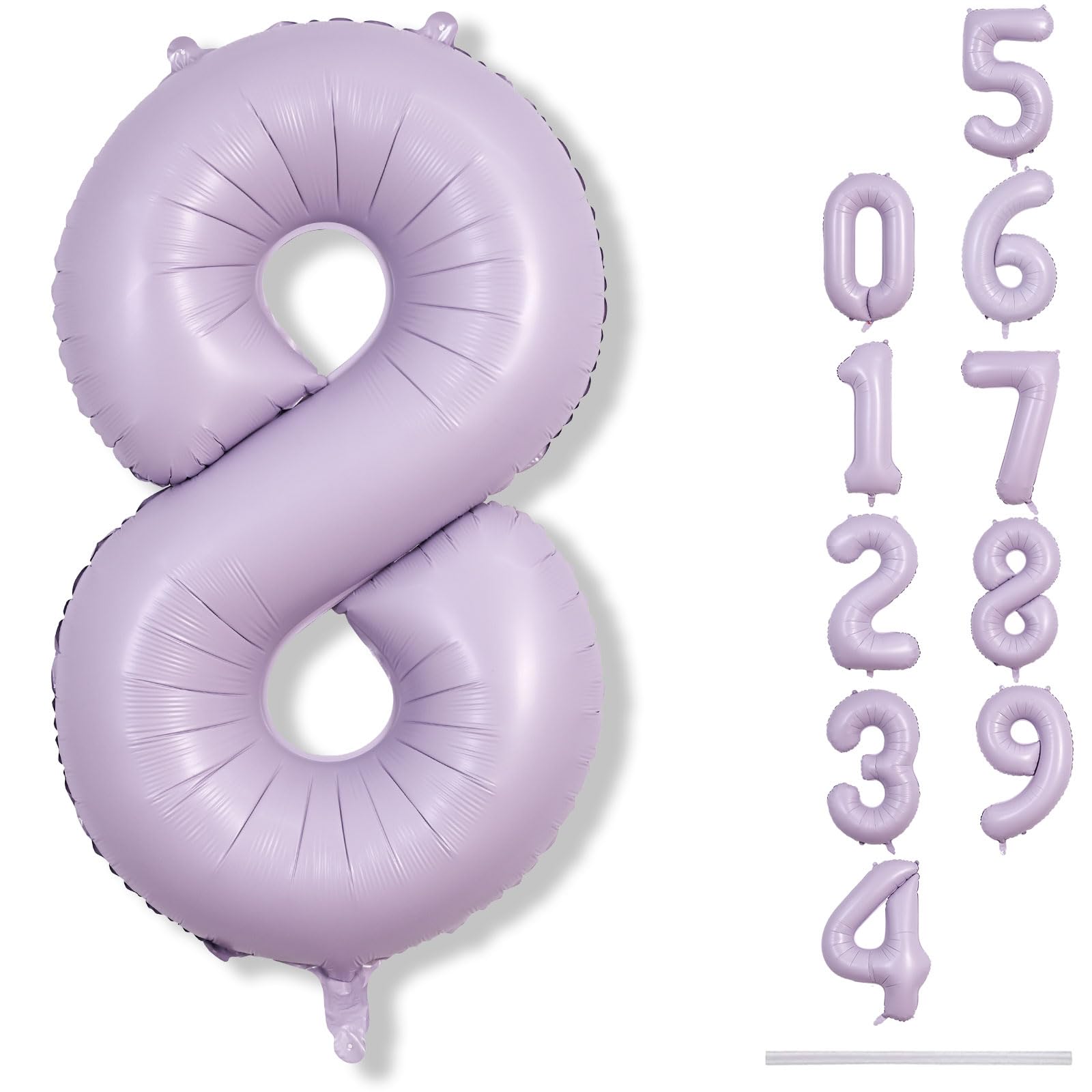 Amazon.com: Light Purple Number 8 Balloons, 40 Inch Giant Dusty Pastel ...